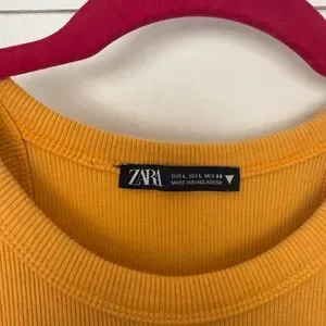 Zara | Dresses | Zara Womens Large Butter Yellow Ribbed Racerback Midi ...